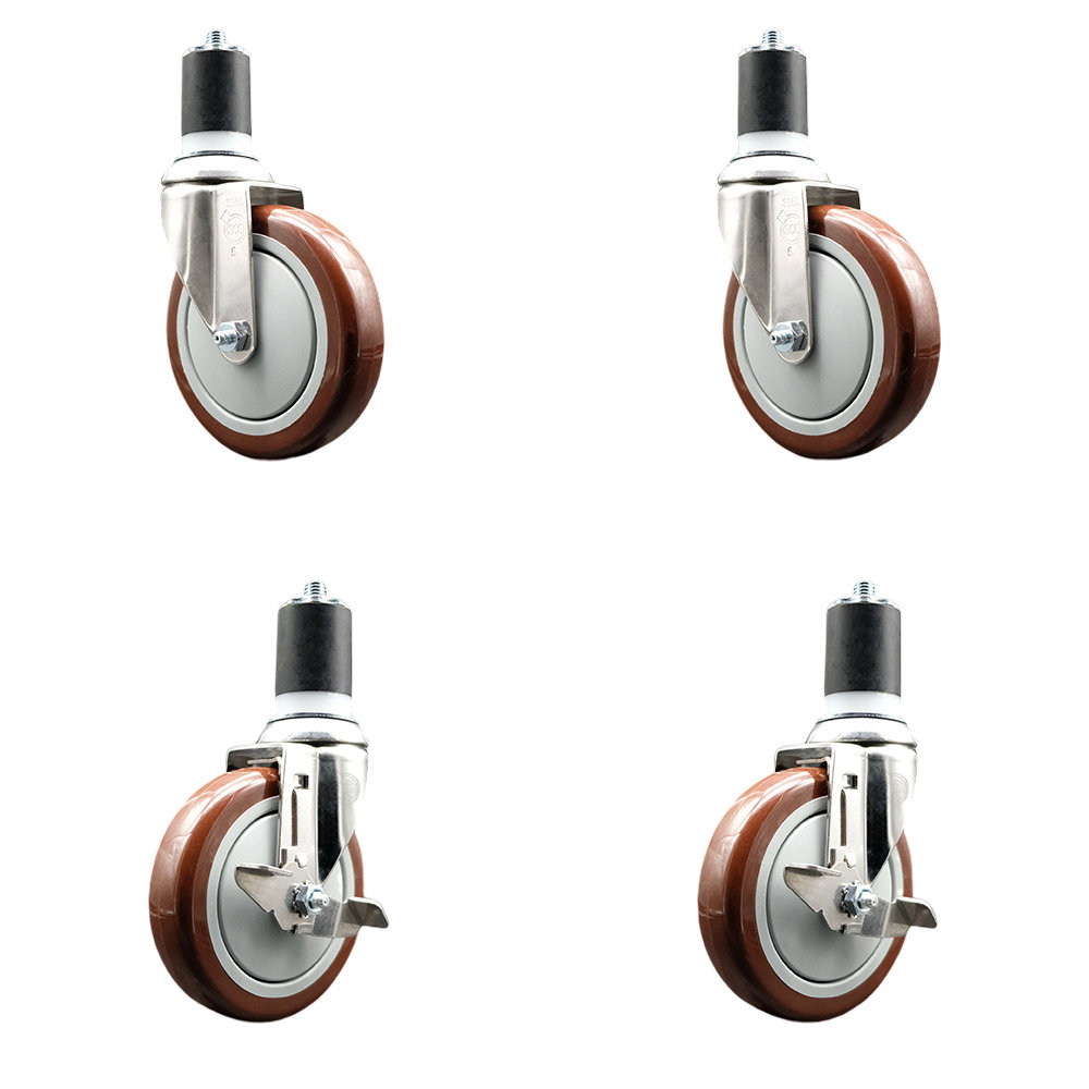 Service Caster 5 Inch 316SS Maroon Poly Swivel 1-3/4 Inch Expanding ...