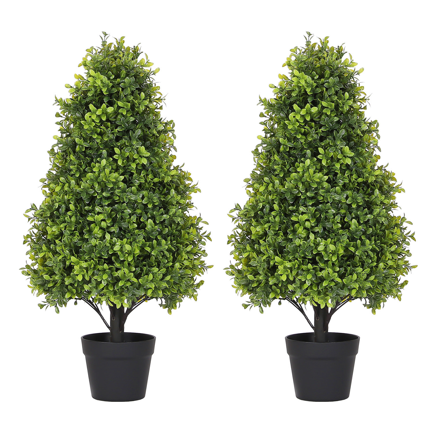 The Holiday Aisle® Artificial Topiary Boxwood Tree, Faux Shrub in Black ...