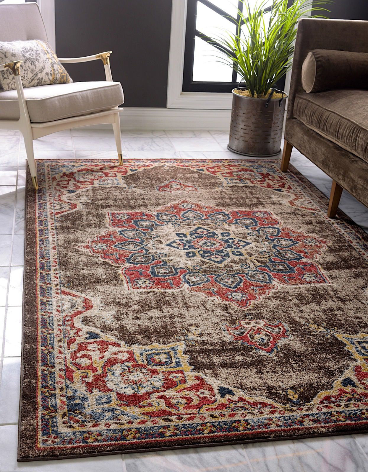 Wrought Studio Yates Oriental Chocolate Brown Rug & Reviews | Wayfair