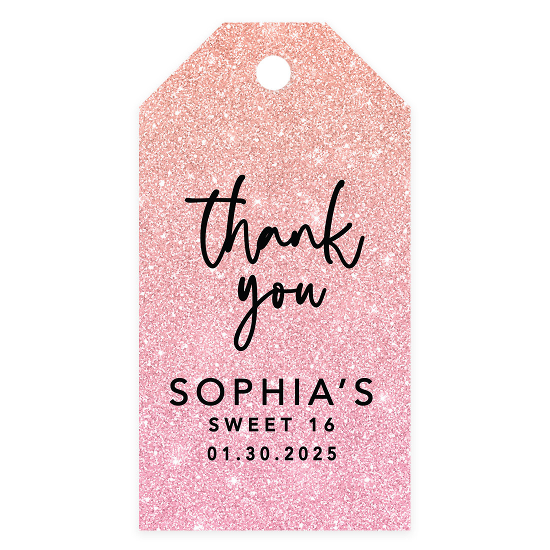 Koyal Wholesale Custom Sweet 16 Favor Tags With String, Blush Pink ...