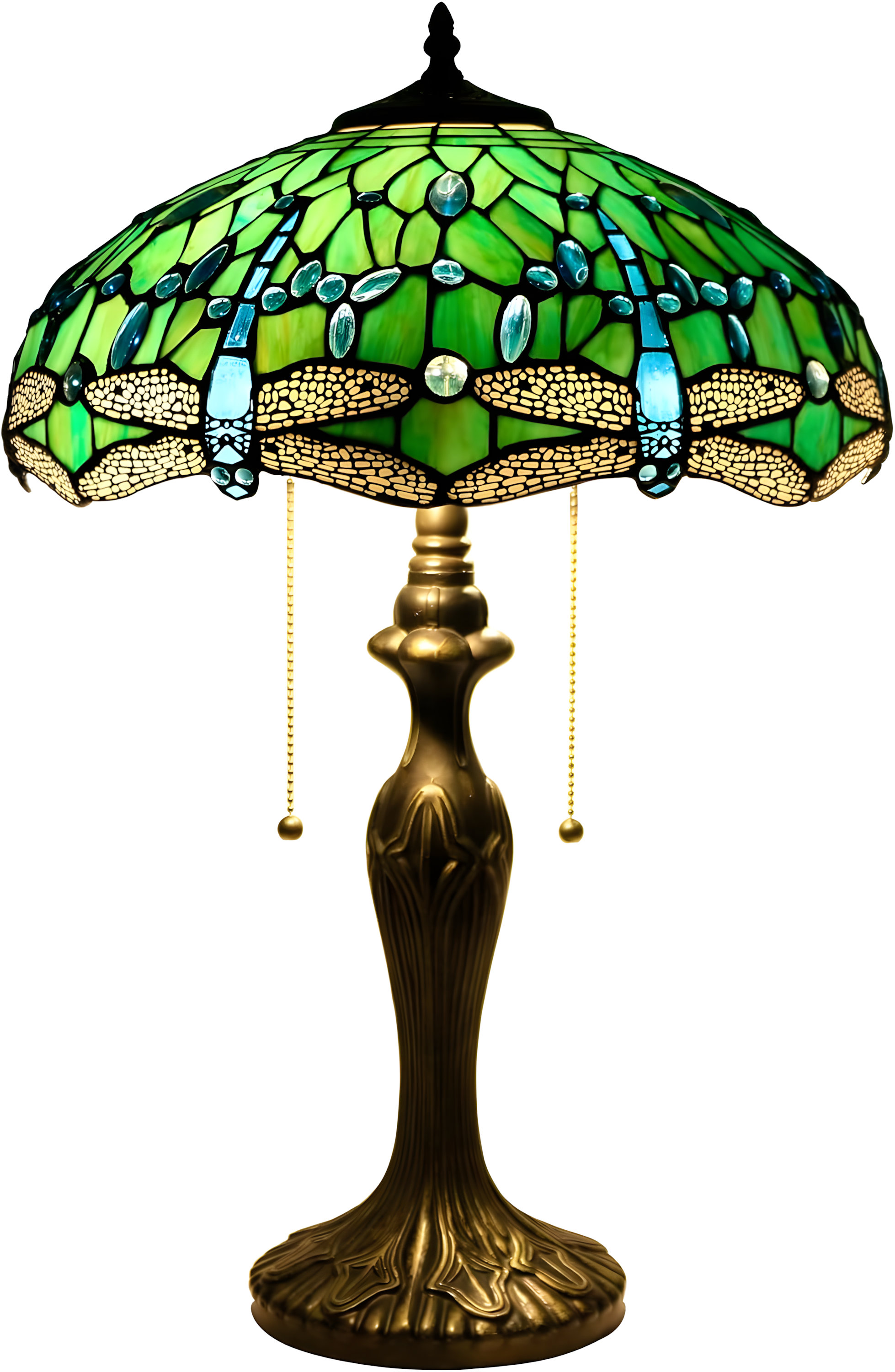 Co-t Handmade Tiffany Stained Glass Table Lamp With Antique Bronze Base ...