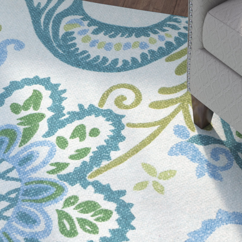 Andover Mills™ Mucha Hand-Loomed Light Blue/Green Area Rug | Wayfair