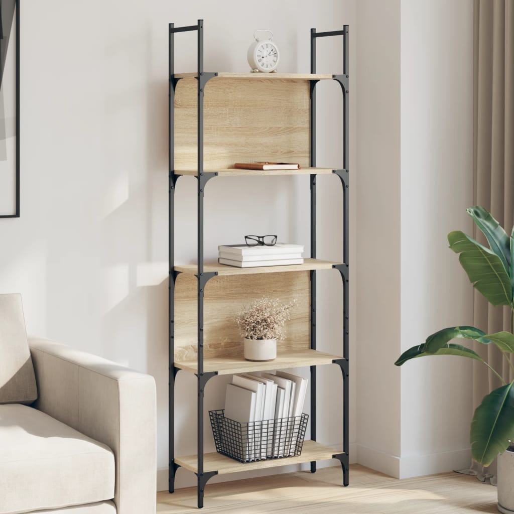 VidaXL 17 Stories Bookshelf 5-Tier Brown Oak 60.5X24x166.5 Cm ...