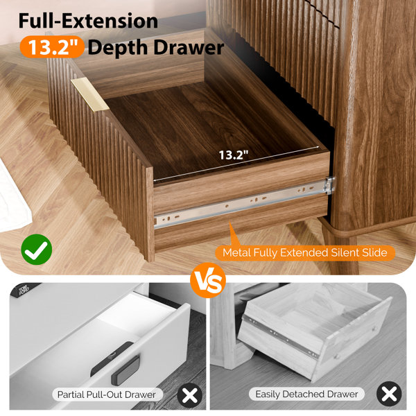 George Oliver 23.7" W Walnut Color P2 Particle Board + P2 MDF 5-Drawer ...