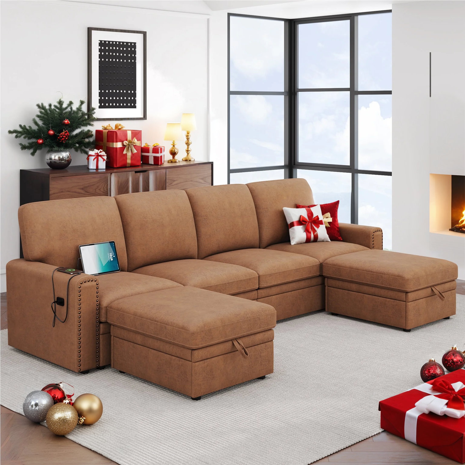 Latitude Run® 3 - Piece Upholstered Sectional Sofa, Storage Couch, With ...