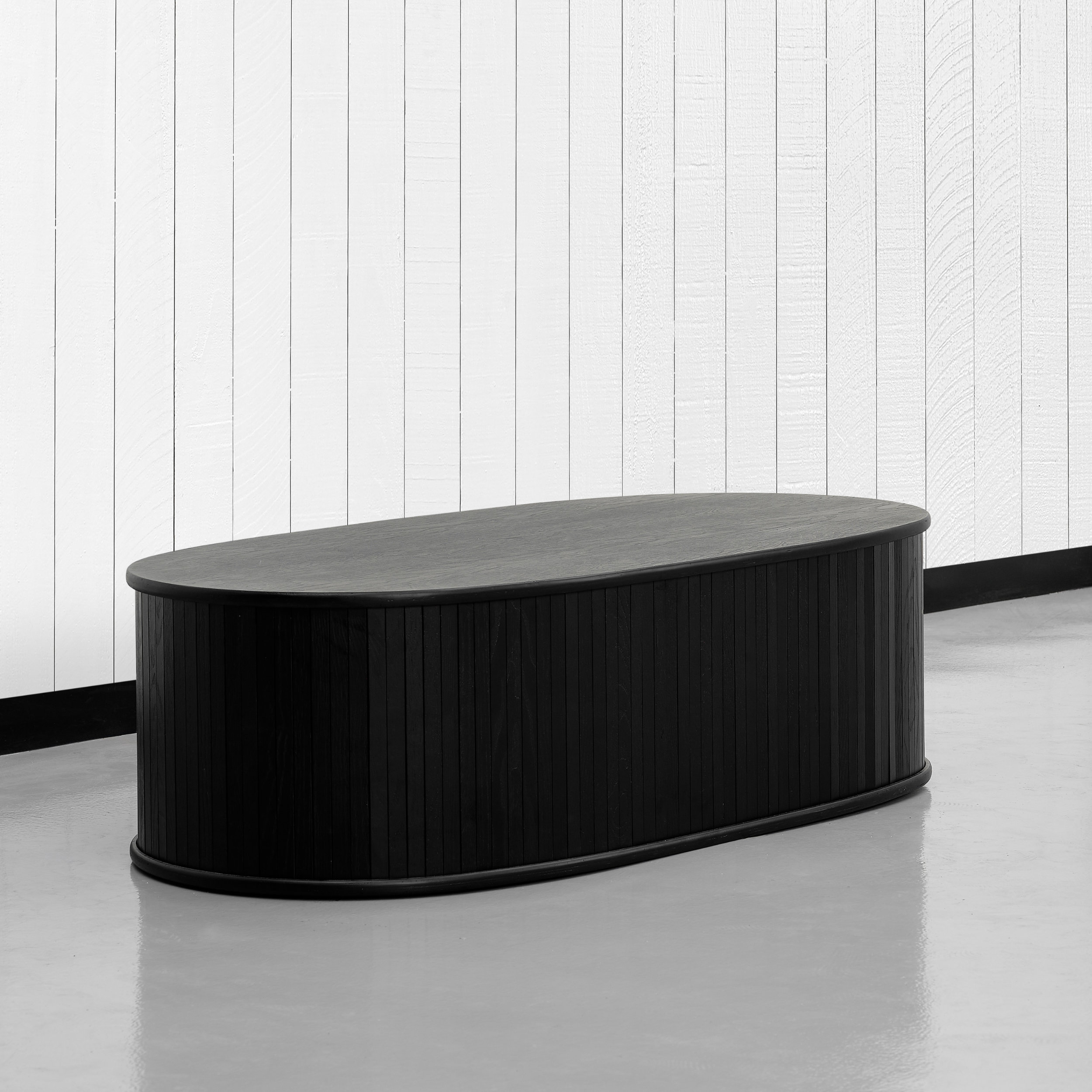 Ivy Bronx Stream Coffee Table Modern Oval Wooden Center Table with ...