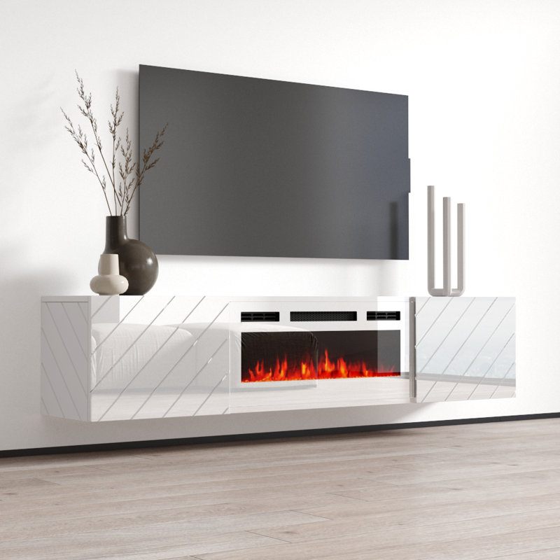 Ivy Bronx Gofried TV Stand for TVs up to 88" with Electric Fireplace ...