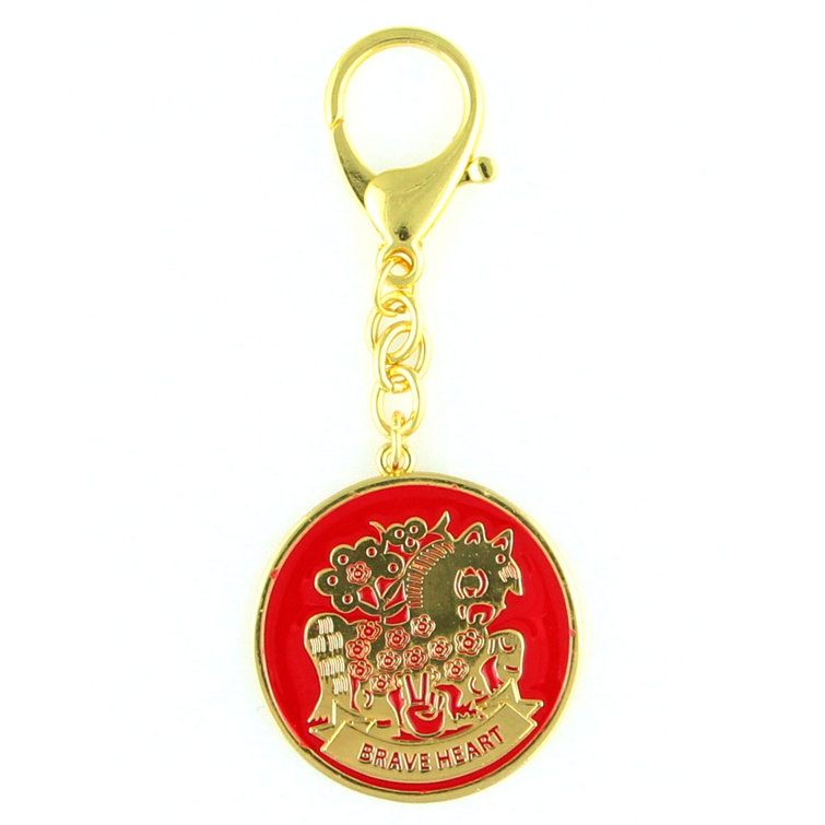 Feng Shui Import 2'' W Gold/Red Key Chain | Wayfair