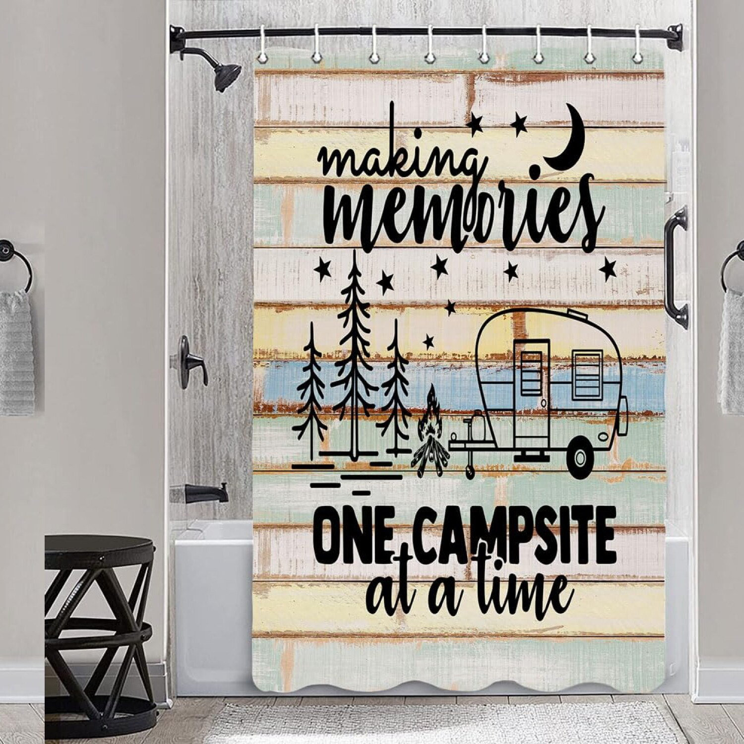 George Oliver Rideau de douche Retro Rustic RV Camper - Parfait pour ...