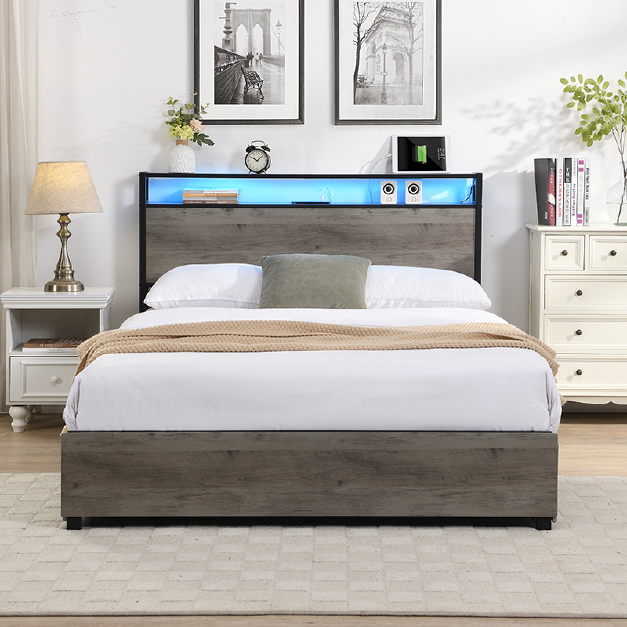 Latitude Run® Smart Led Storage Bed, Metal & Wood, Modern Style For ...