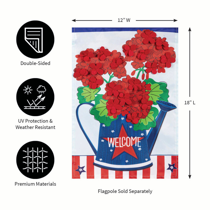 Lark Manor™ Patriotic Geraniums Applique Garden Flag | Wayfair