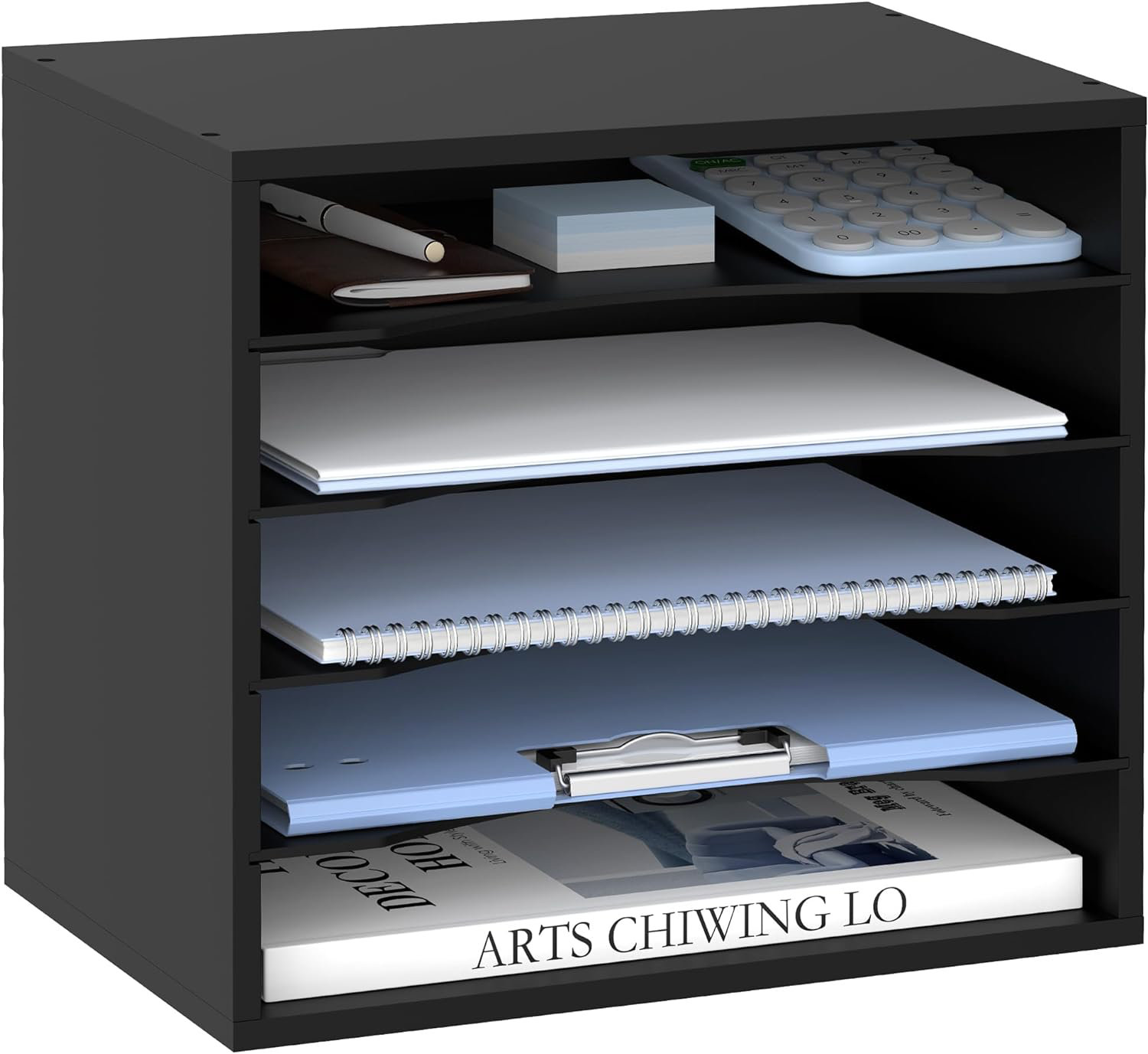 Inbox Zero Wood Desk Organizer, 5 Tier Paper File Organizer For Desk ...