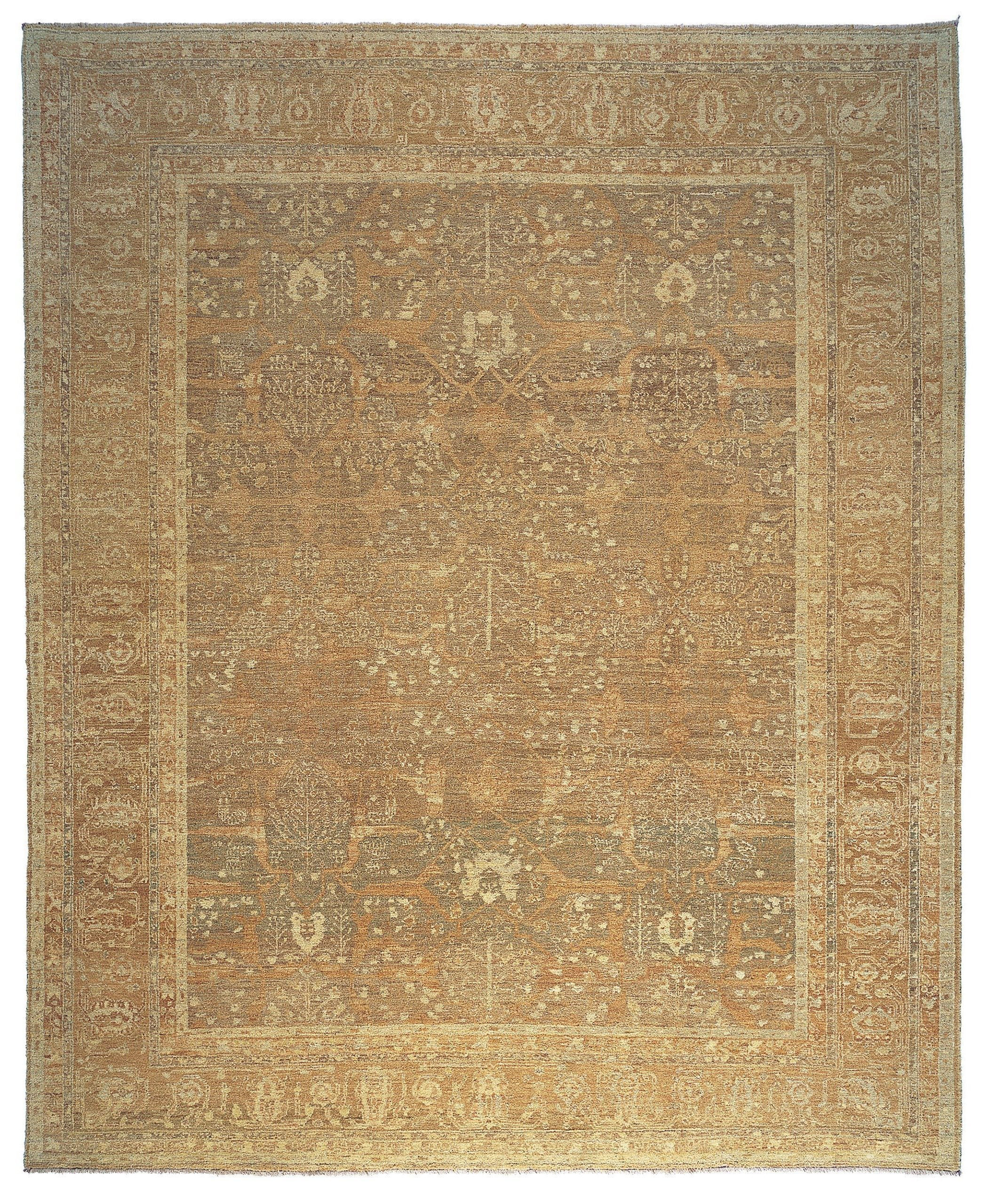 Tufenkian Mahabad Oriental Hand-Knotted Wool Area Rug in Brown/Gold ...