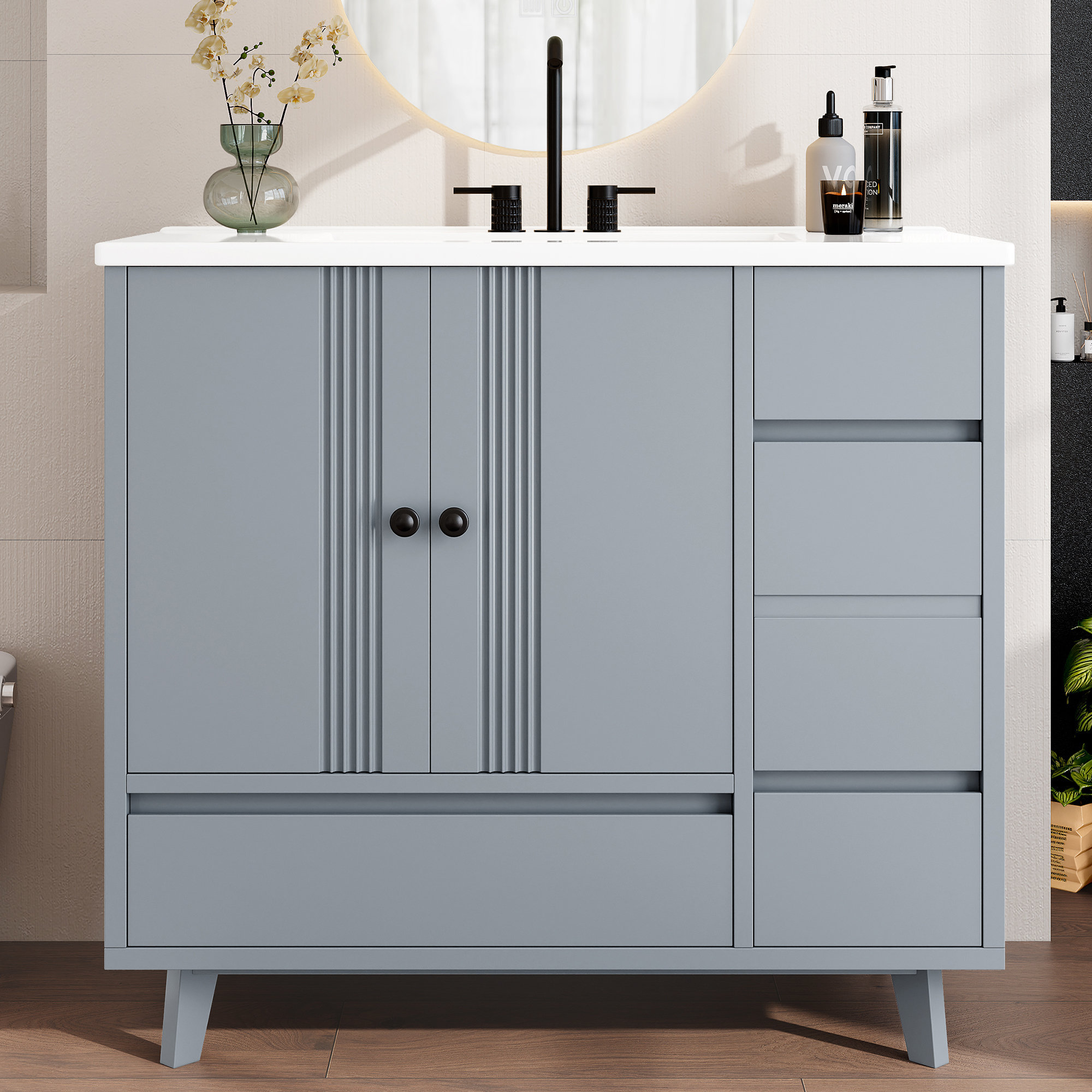 Ebern Designs 36" Bathroom Vanity With Sink, Freestanding Single Vanity ...