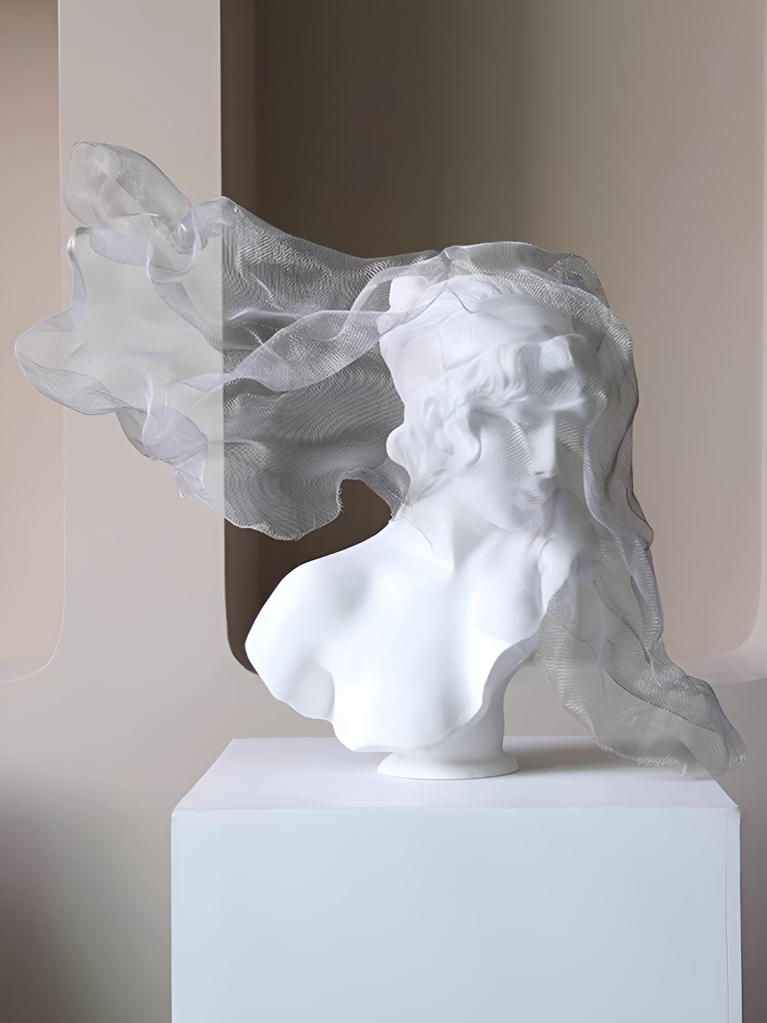 Orren Ellis Nordic Luxury Veiled Maiden Sculpture: Gypsum Statue For ...