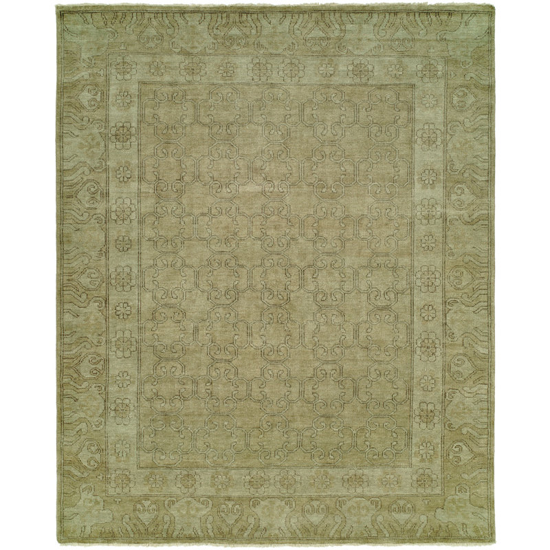Astoria Grand Maxwell Oriental Hand-Knotted Wool Olive Area Rug ...
