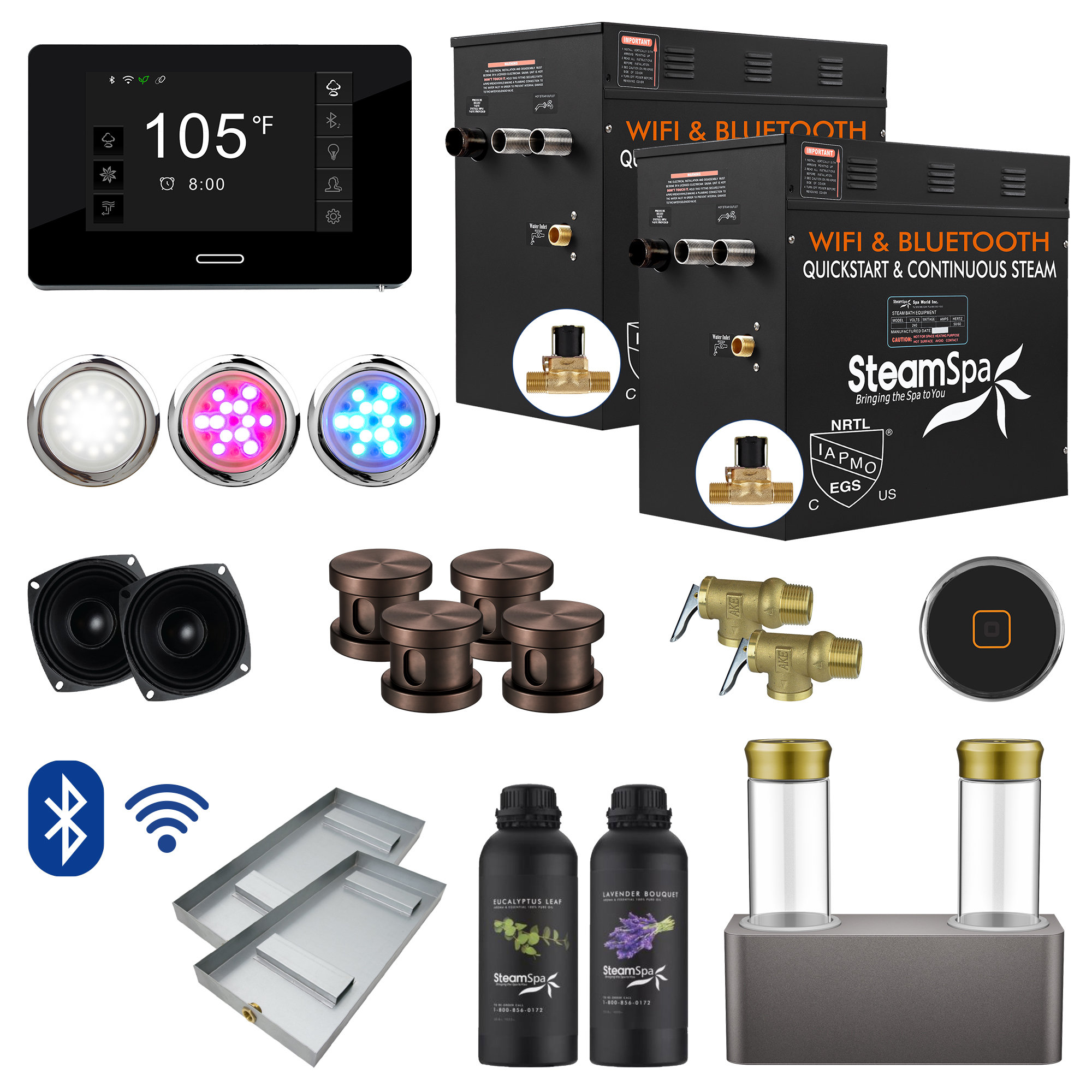 Steam Spa Black Series Wifi And Bluetooth 2 X 12Kw Quickstart Steam ...