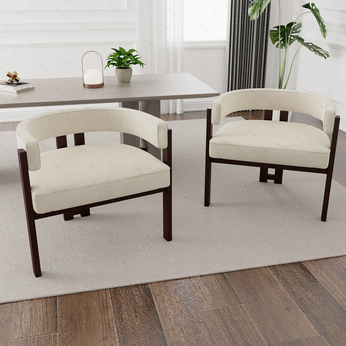 Latitude Run® Chenille Fabric Upholstered Armchair with Open Back | Wayfair