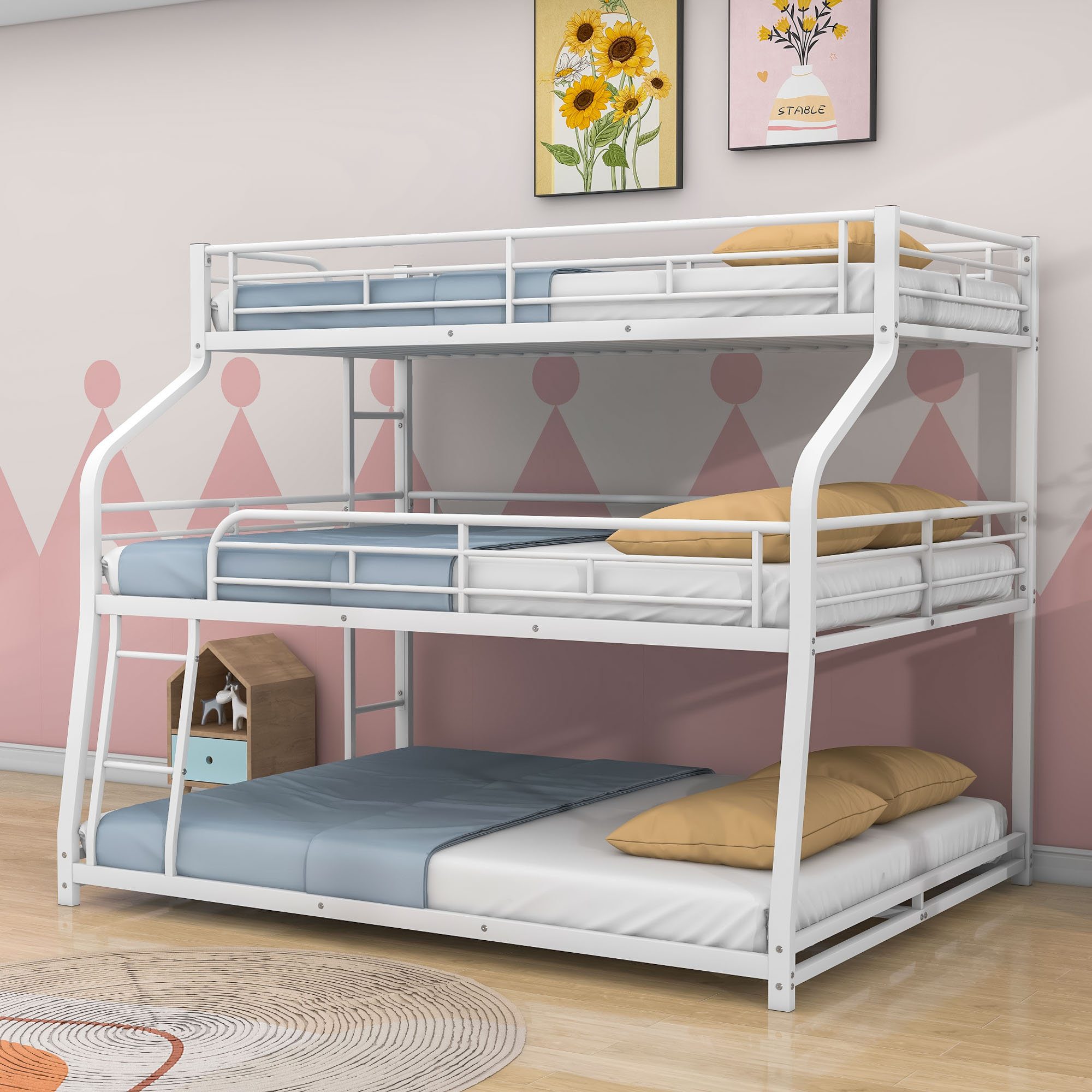 Isabelle & Max™ Twin XL Over Full XL Over Queen Metal Triple Bunk Bed & Reviews | Wayfair