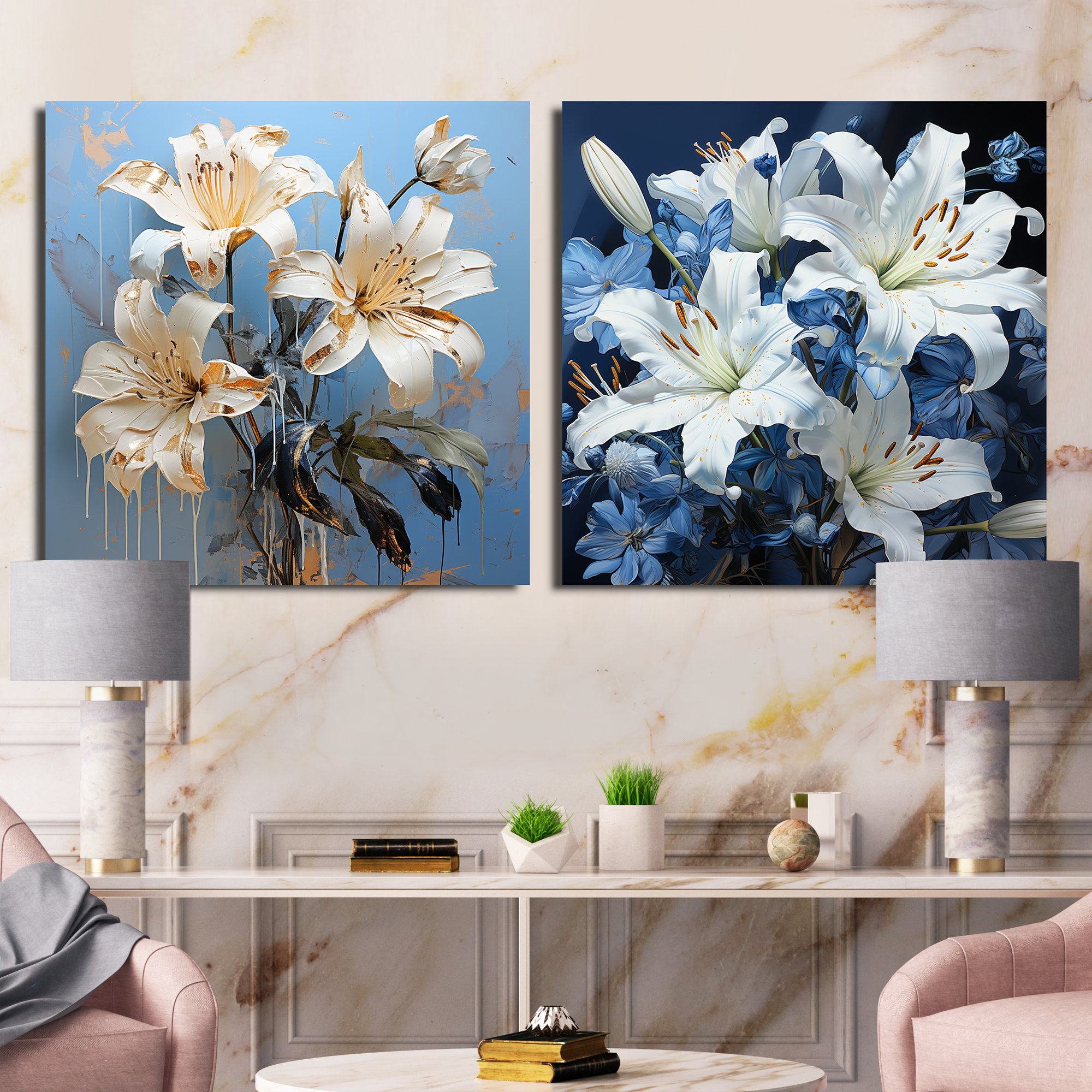Lark Manor™ Radiant Serenade Lily Petals - Lilies Square Collage Set Of ...