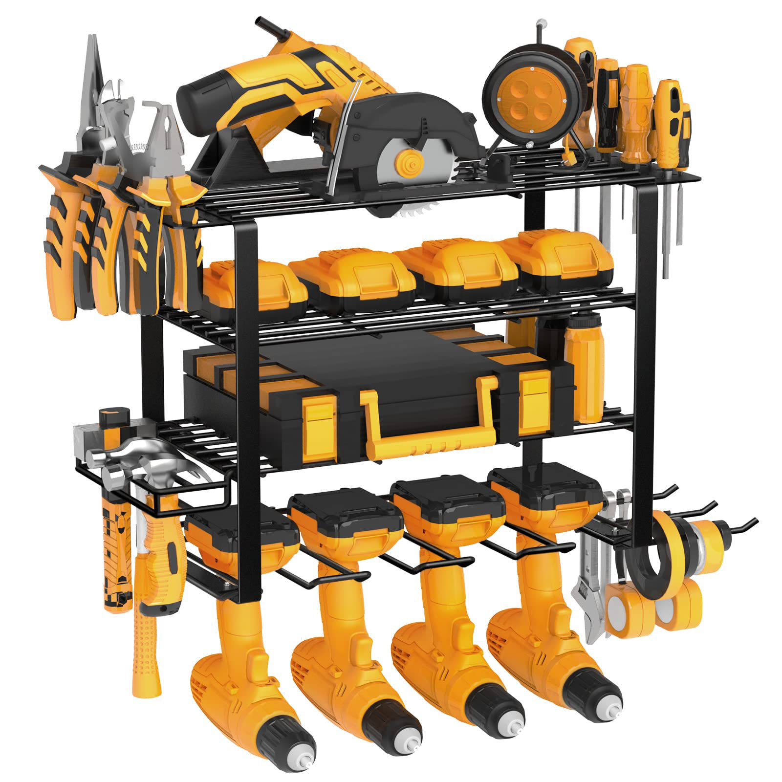 Rebrilliant 4-Tier Metal Wall Mount Heavy Duty Power Tool Storage Rack ...