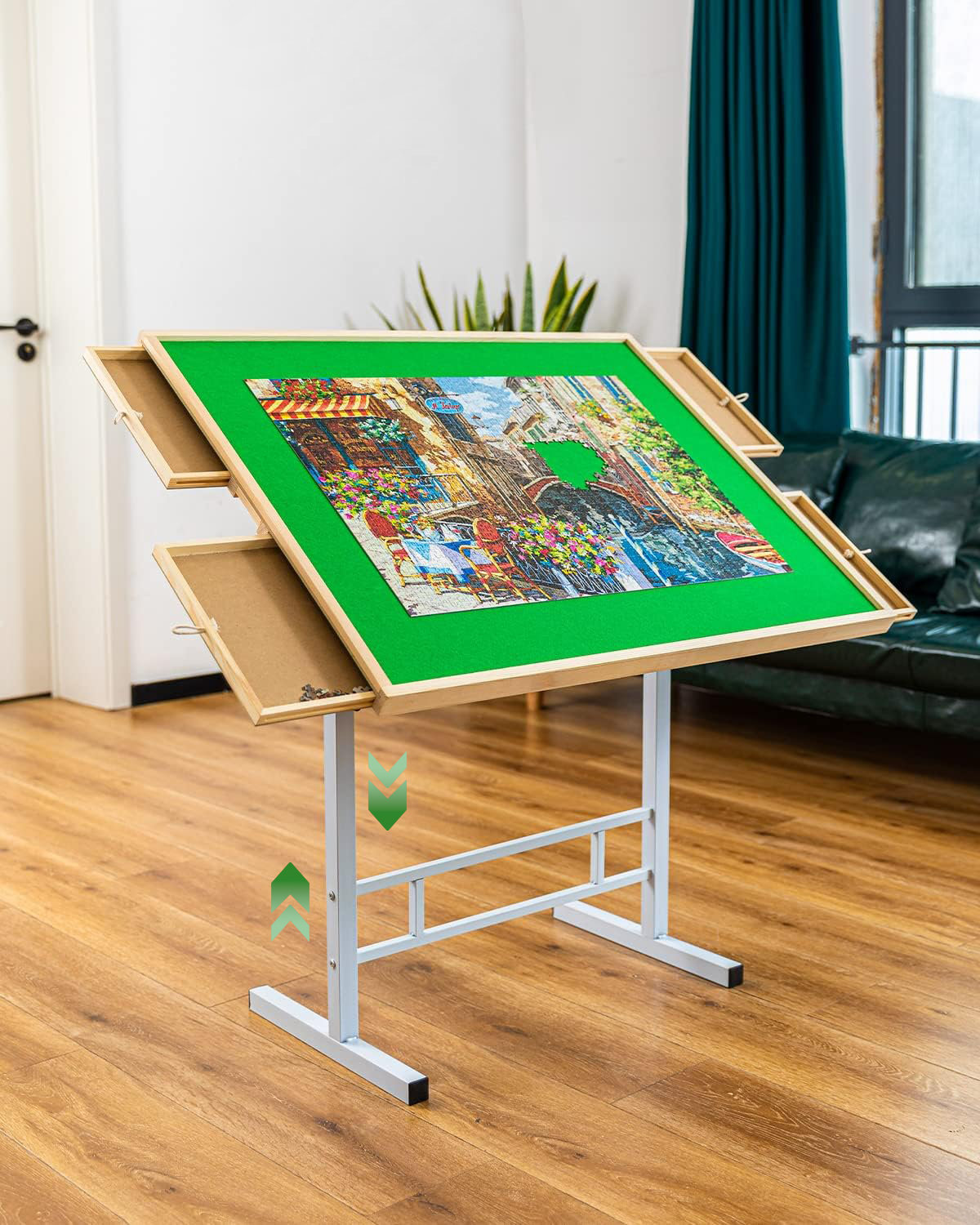 Fanwer Jigsaw Puzzle Table with Drawers and Metal Legs for 1500 Pcs ...
