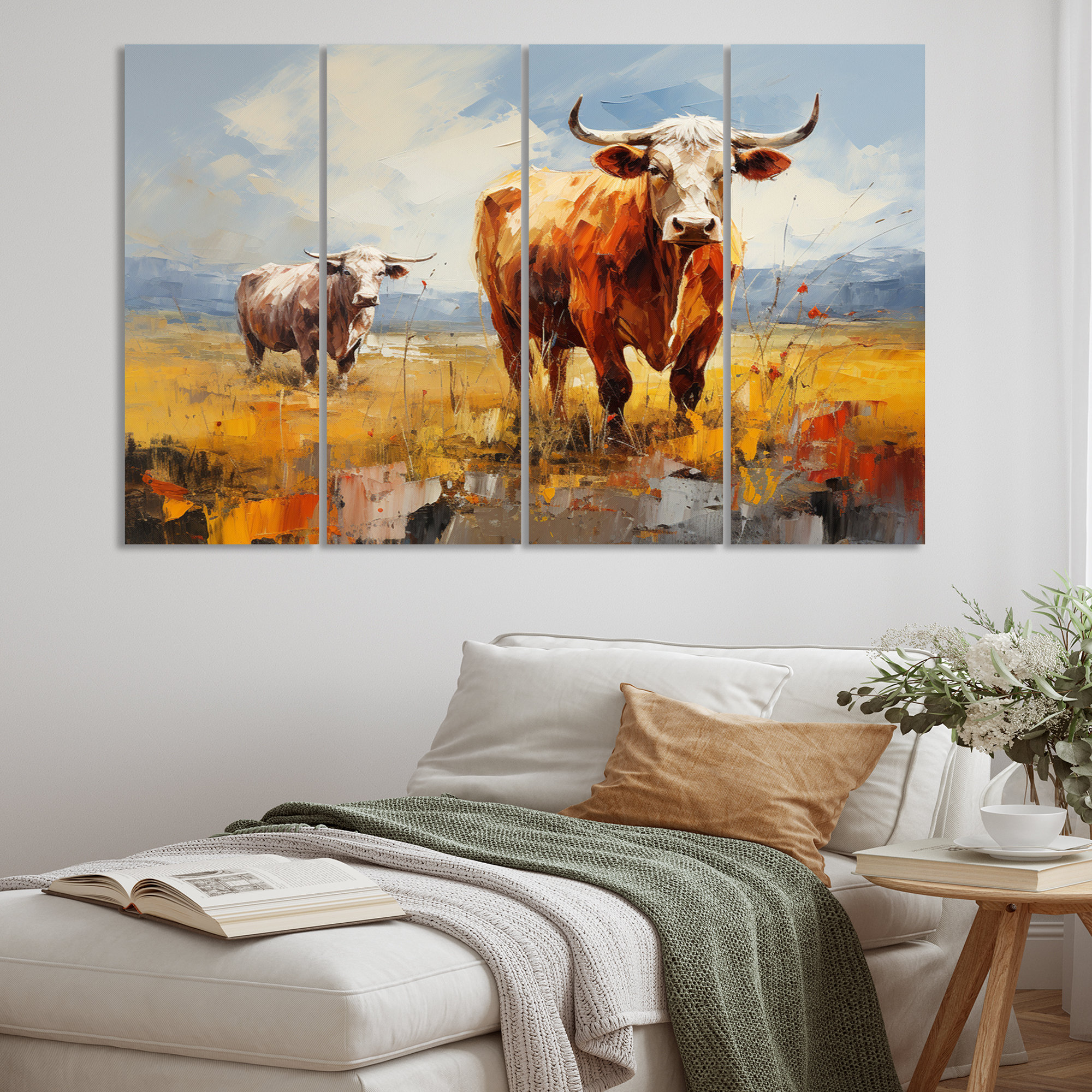 Design Art Cattle Pastoral Grazers Collage - Animals Wall Art Print - 4 ...