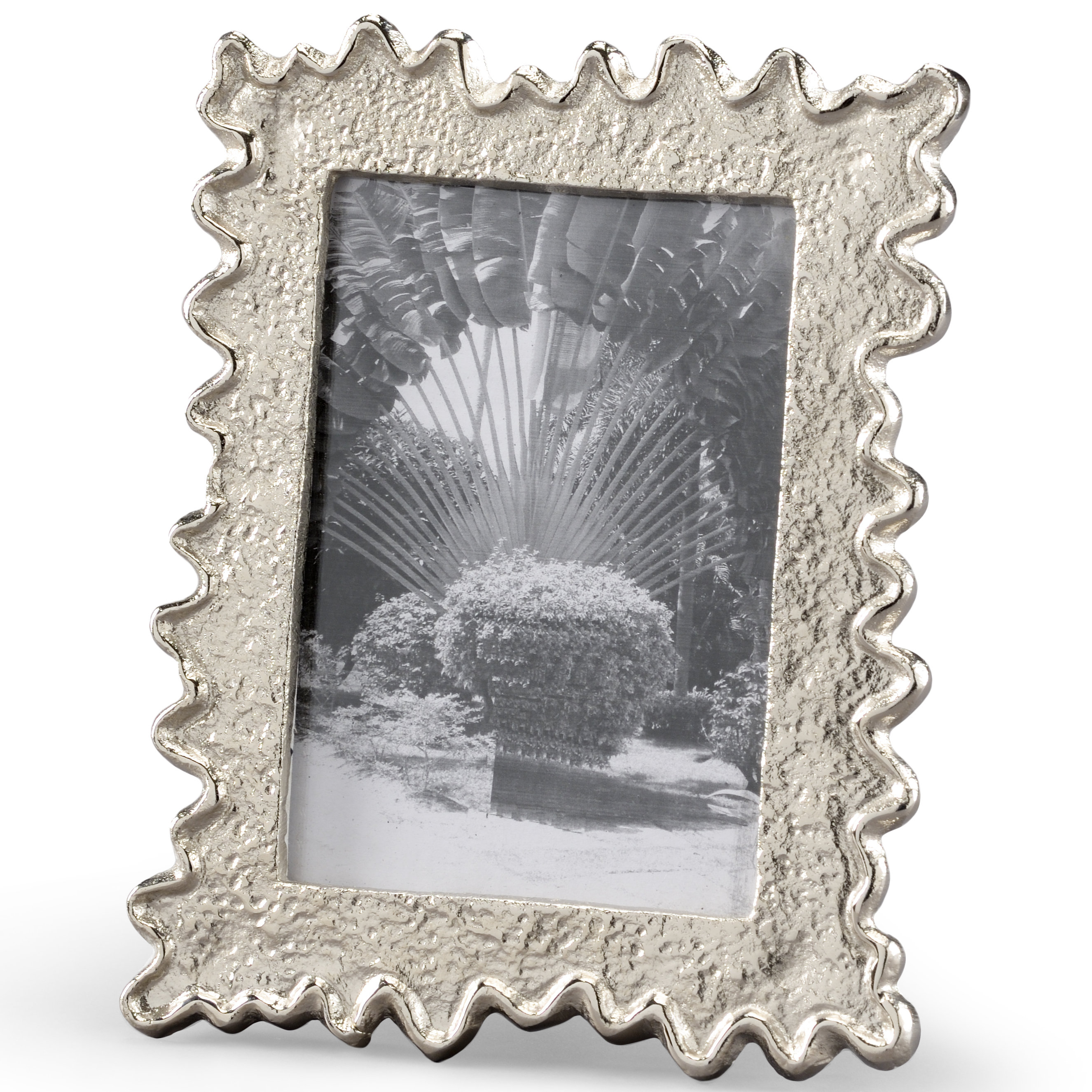Wildwood Squiggle Embossed Metal Single Picture Frame in Silver/Clear ...