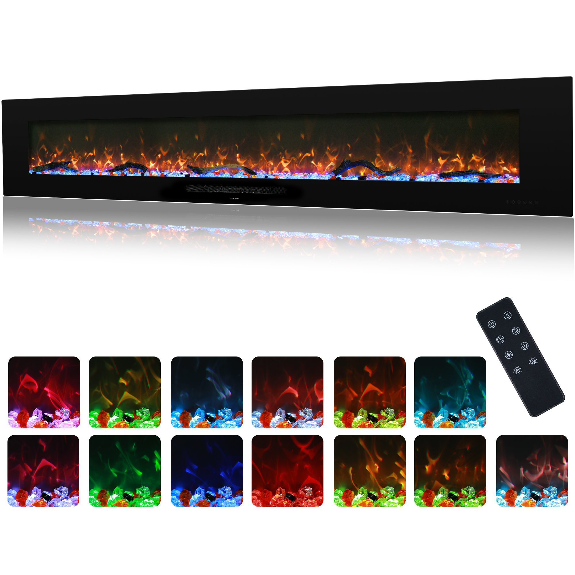 Symple Stuff Abbriella Recessed/Wall-mounted Electric Fireplace With ...