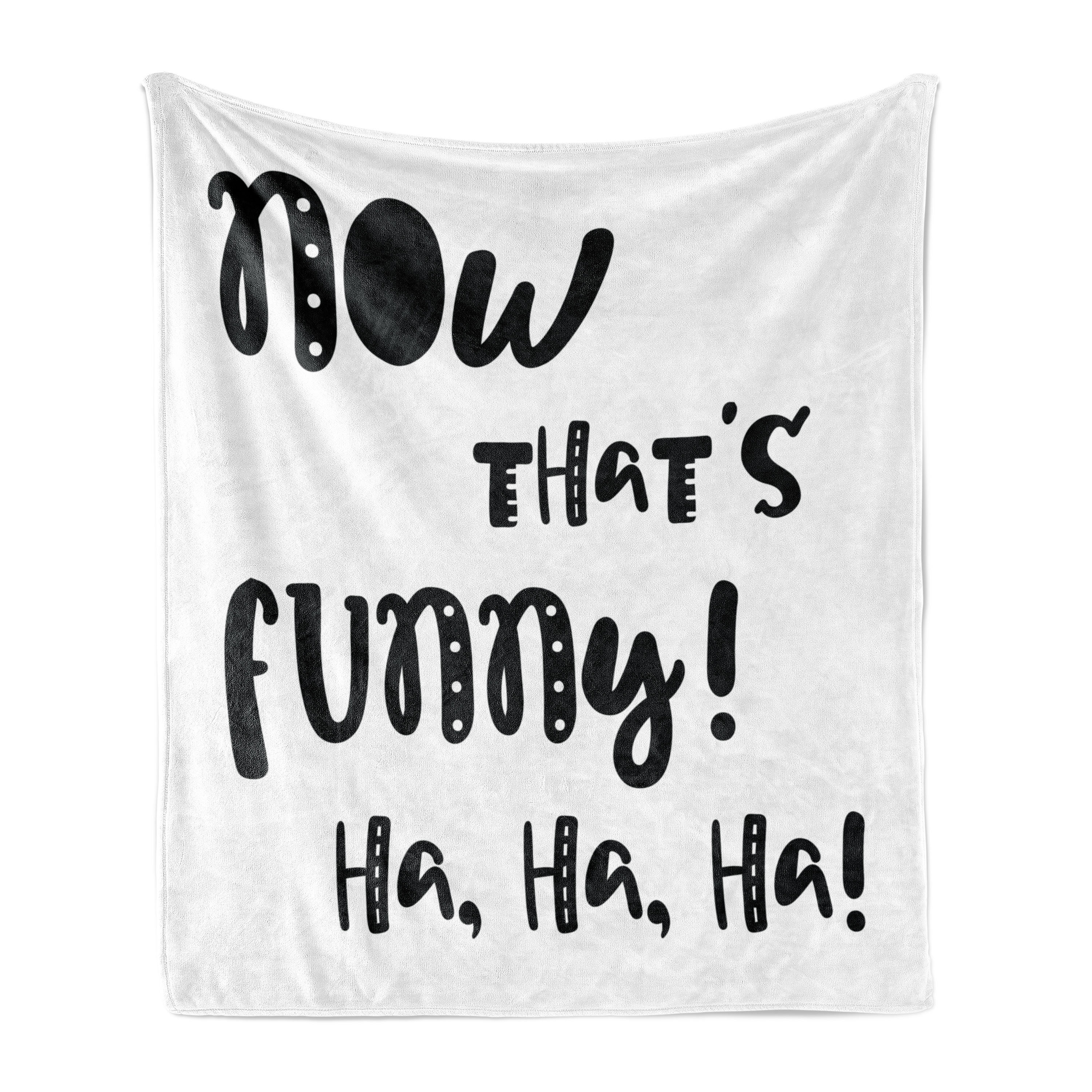 Ambesonne Funny Words Fleece Throw Blanket Jokes and Laughing Black ...