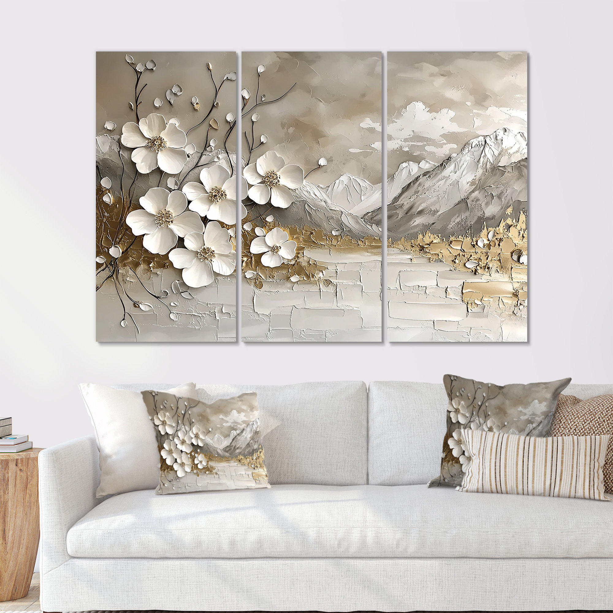 House of Hampton® Gold And White Bavarian Alps Mountains I - Landscape ...