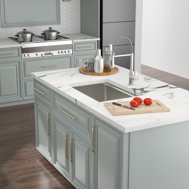 Kichae 28"Lx18"W Undermount Sink Ledge Workstation Stainless Steel ...