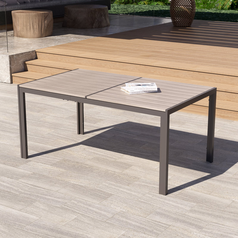 Ebern Designs Faux Wood Patio Dining Table | Wayfair