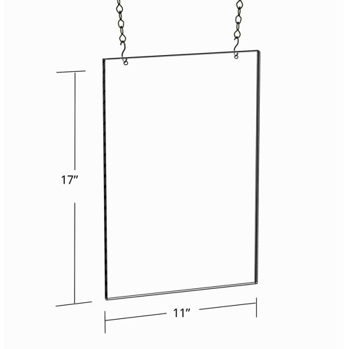 Azar Displays Clear Acrylic Hanging Ceiling Poster Frame 11" Wide X 17 ...