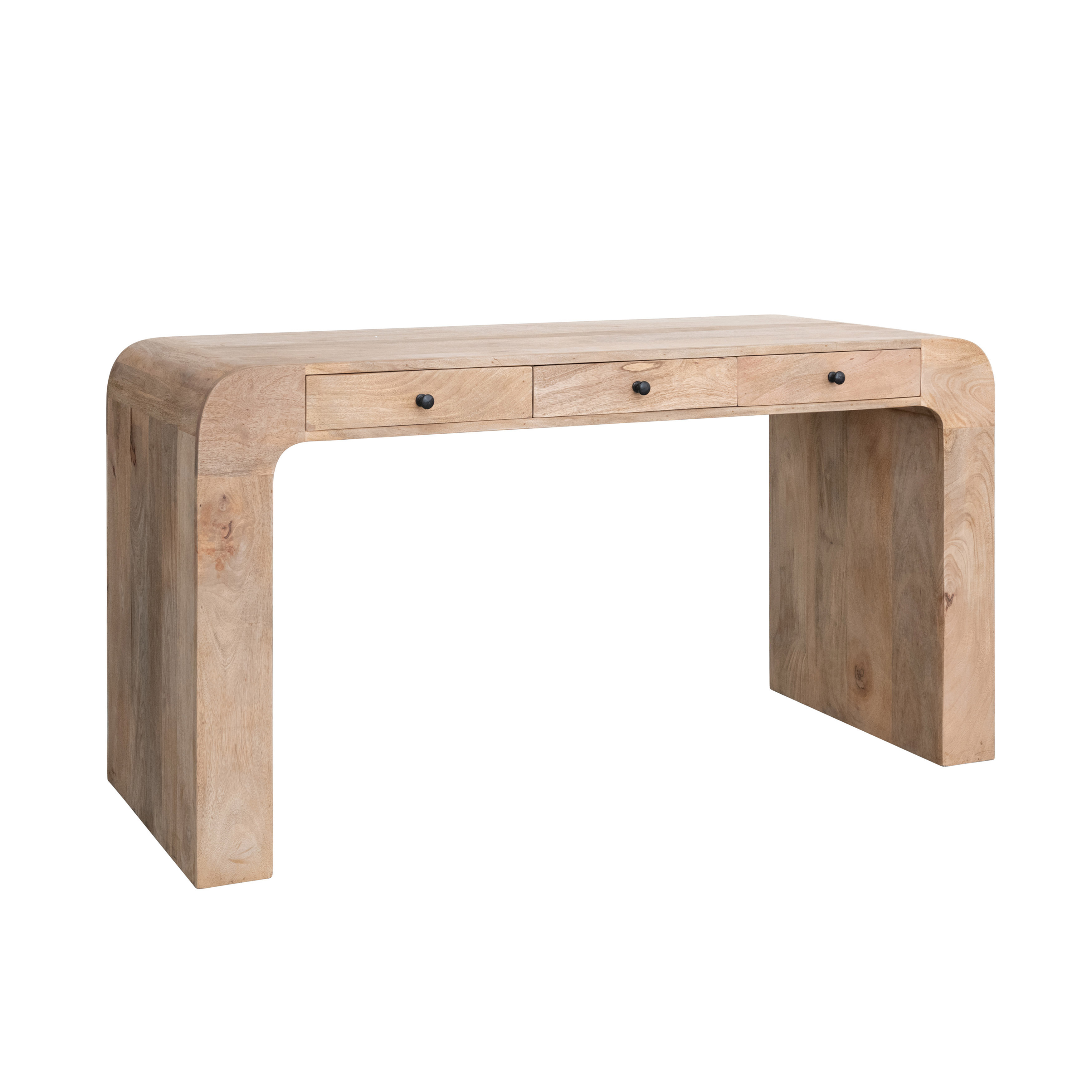Rowena Interiors Waverly Mango Wood Waterfall Desk with 3 Drawers ...