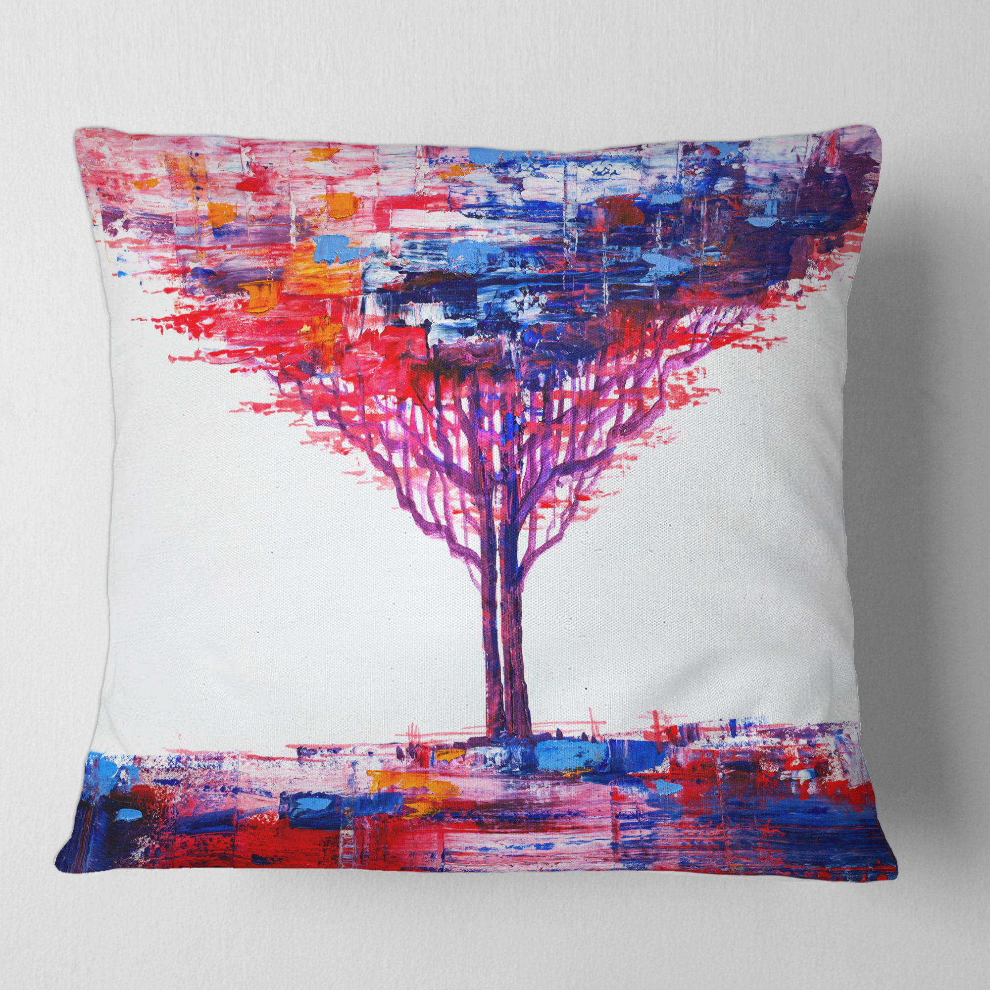 Design Art Colorful Abstract Tree Impressionist On A White - Modern ...