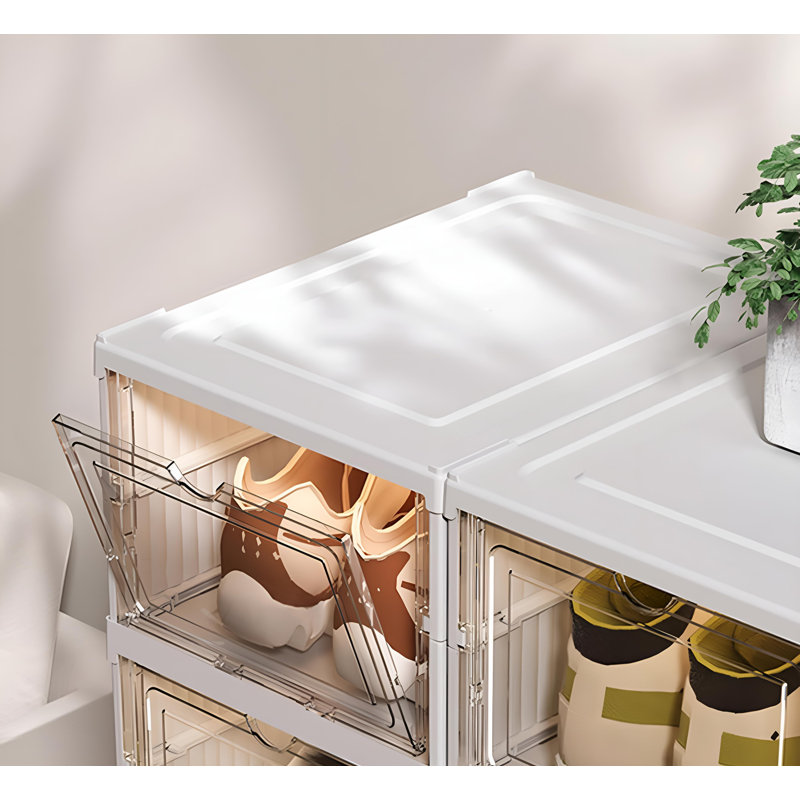 Rebrilliant Transparent Shoe Box, Integrated Narrow Shoe Rack | Wayfair