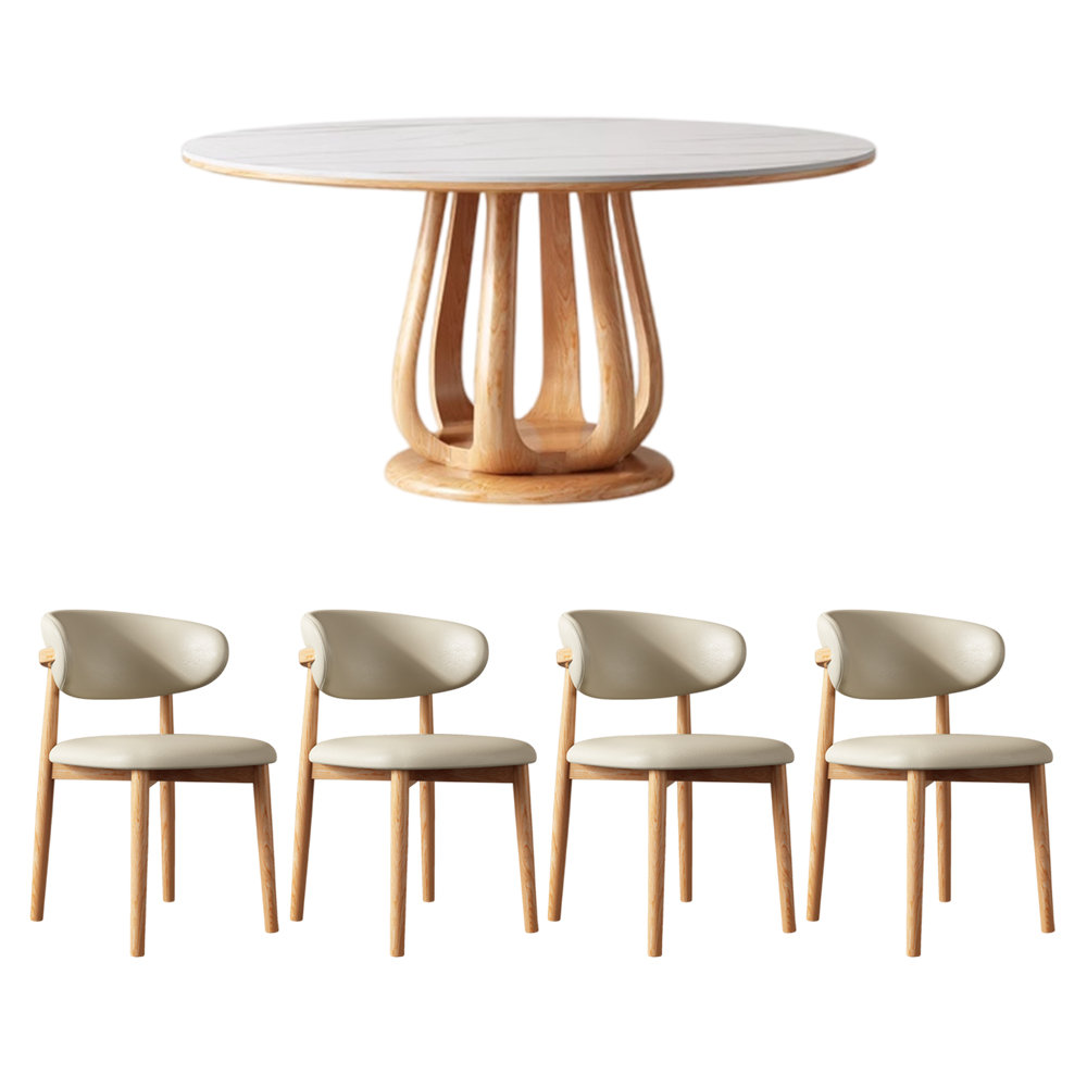 Elamer Nordic style modern simple round dining table set | Wayfair