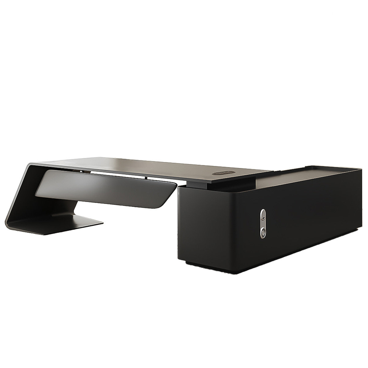 Orren Ellis L-Shaped Modern Minimalist Matte Black Executive Desk With ...
