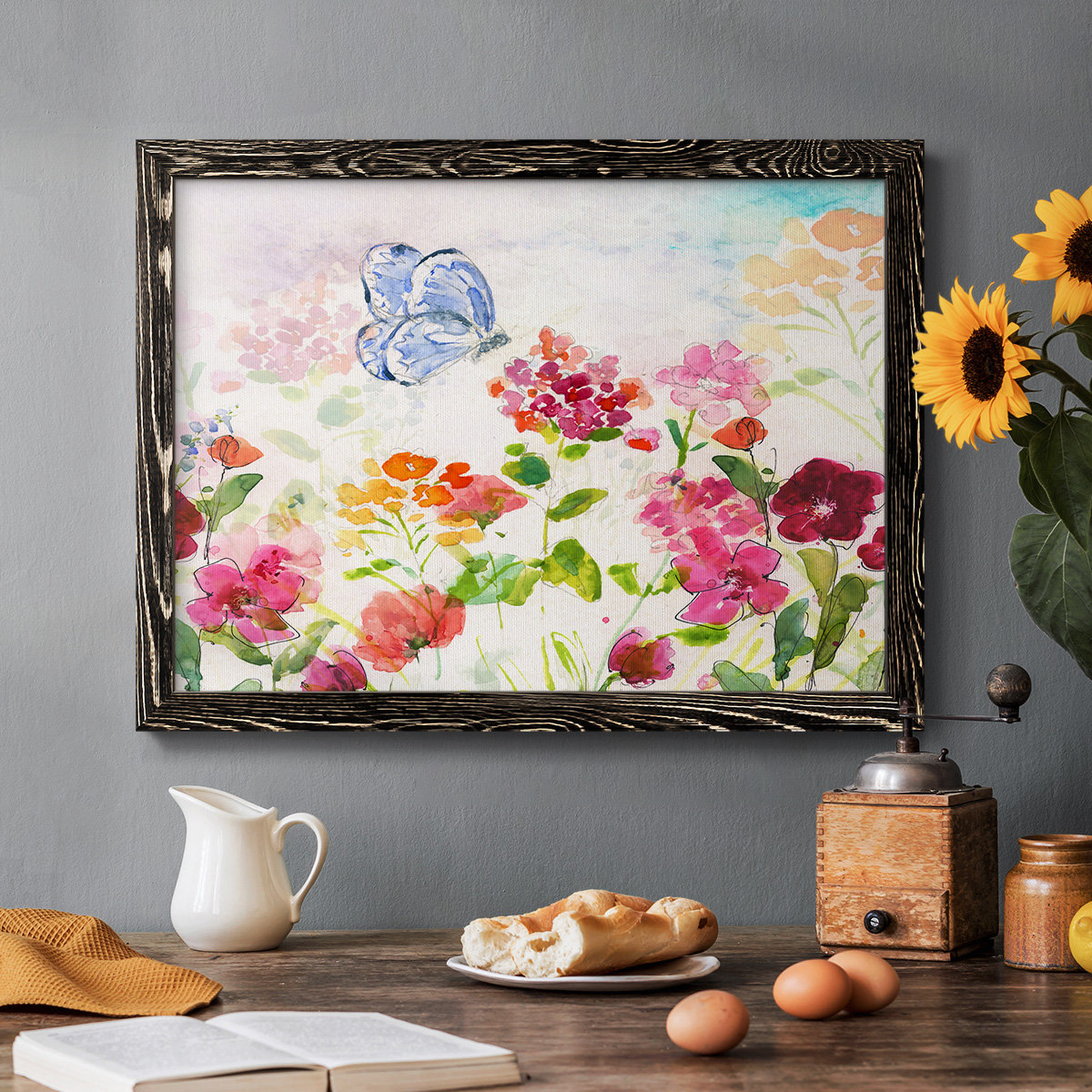 Wexford Home Summer Garden Butterfly- Rustic Framed Gallery Wrapped ...