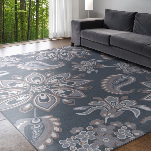 Winston Porter Moyo Floral Grey Area Rug & Reviews - Wayfair Canada