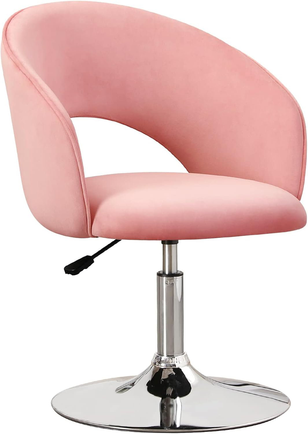 Mercer41 Swivel Vanity Chair With Round Back, Height Adjustable Velvet ...