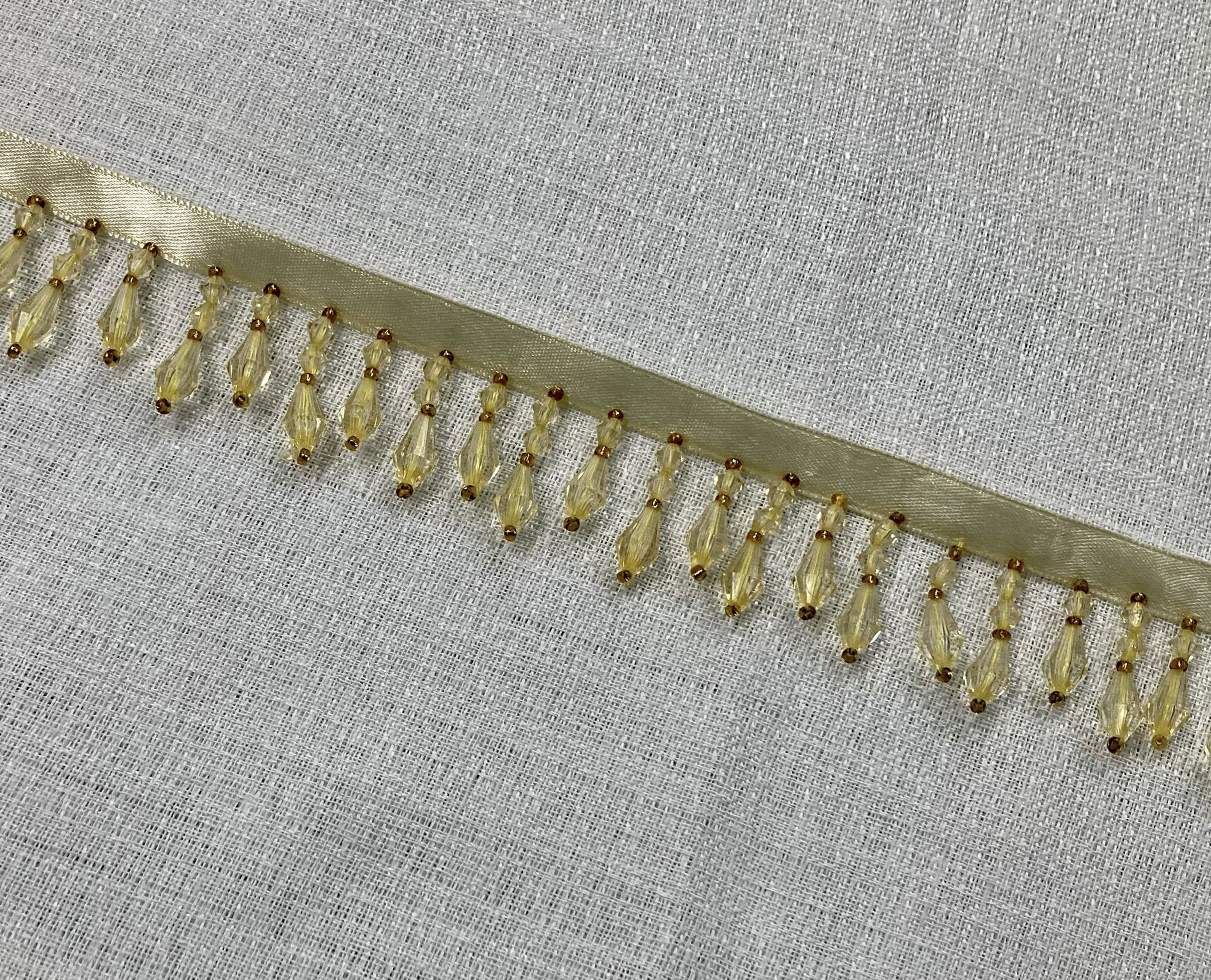 Rose Lace And Braid Crystal Beaded Fringe 1.5" Width Trim Handmade ...