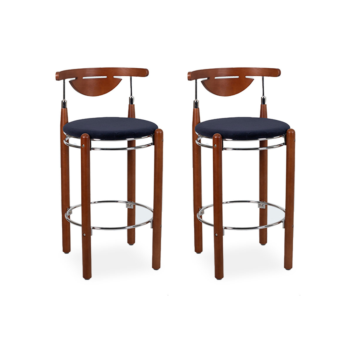 Corrigan Studio Retro And Simple Bar Stools With Solid Wood Backrests ...