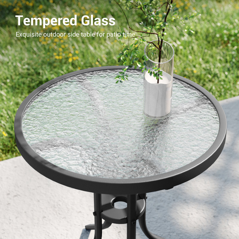 Rosebay Patio Side table, Outdoor Metal Frame Round Table | Wayfair
