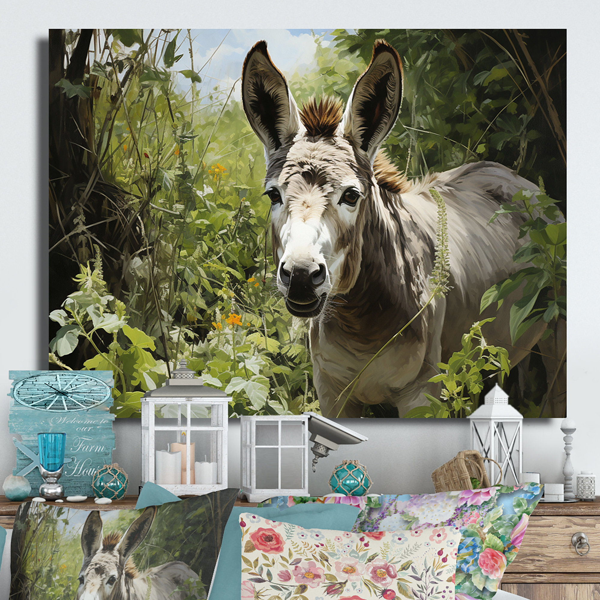 Gracie Oaks Grey Donkey Gentle Companion Pastoral - Animals Metal Wall ...