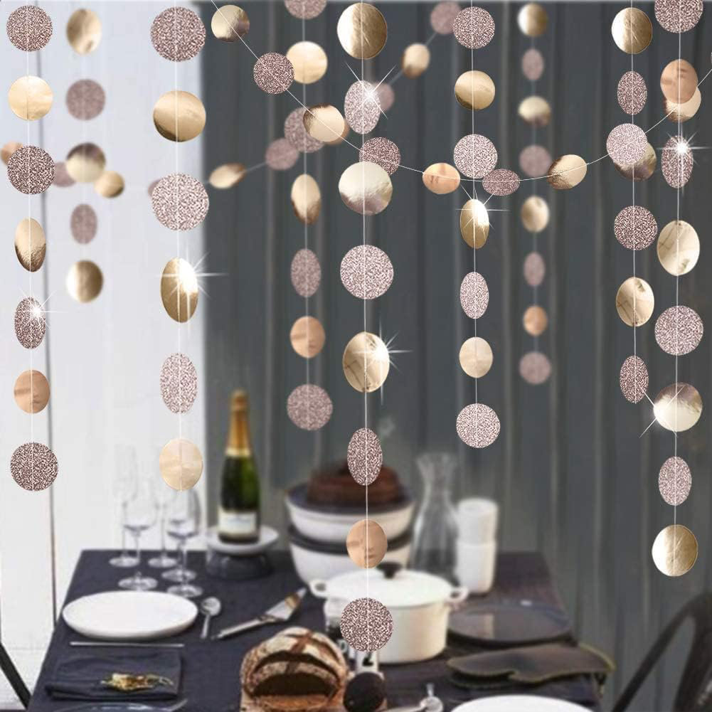 VOMGEB1 Glitter Champagne Gold Paper Circle Dot Decorations | Wayfair