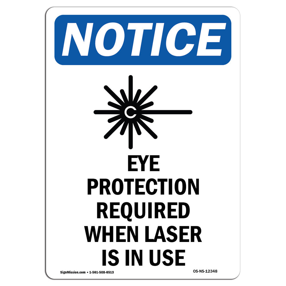 SignMission OSHA Notice - Eye Protection Required Sign With Symbol ...