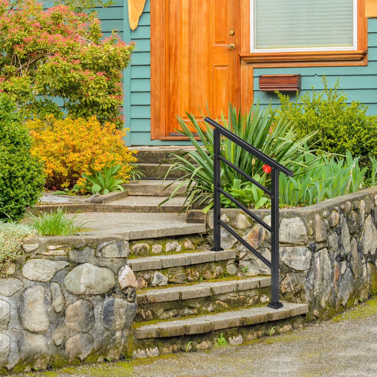 Winado Wrought Iron Handrail Fits 1 or 3 Steps & Reviews | Wayfair