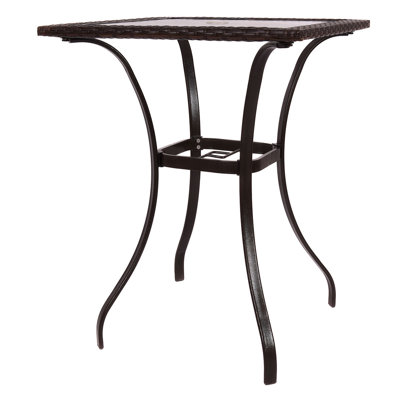 Winston Porter Carly Glass Outdoor Bar Table & Reviews | Wayfair